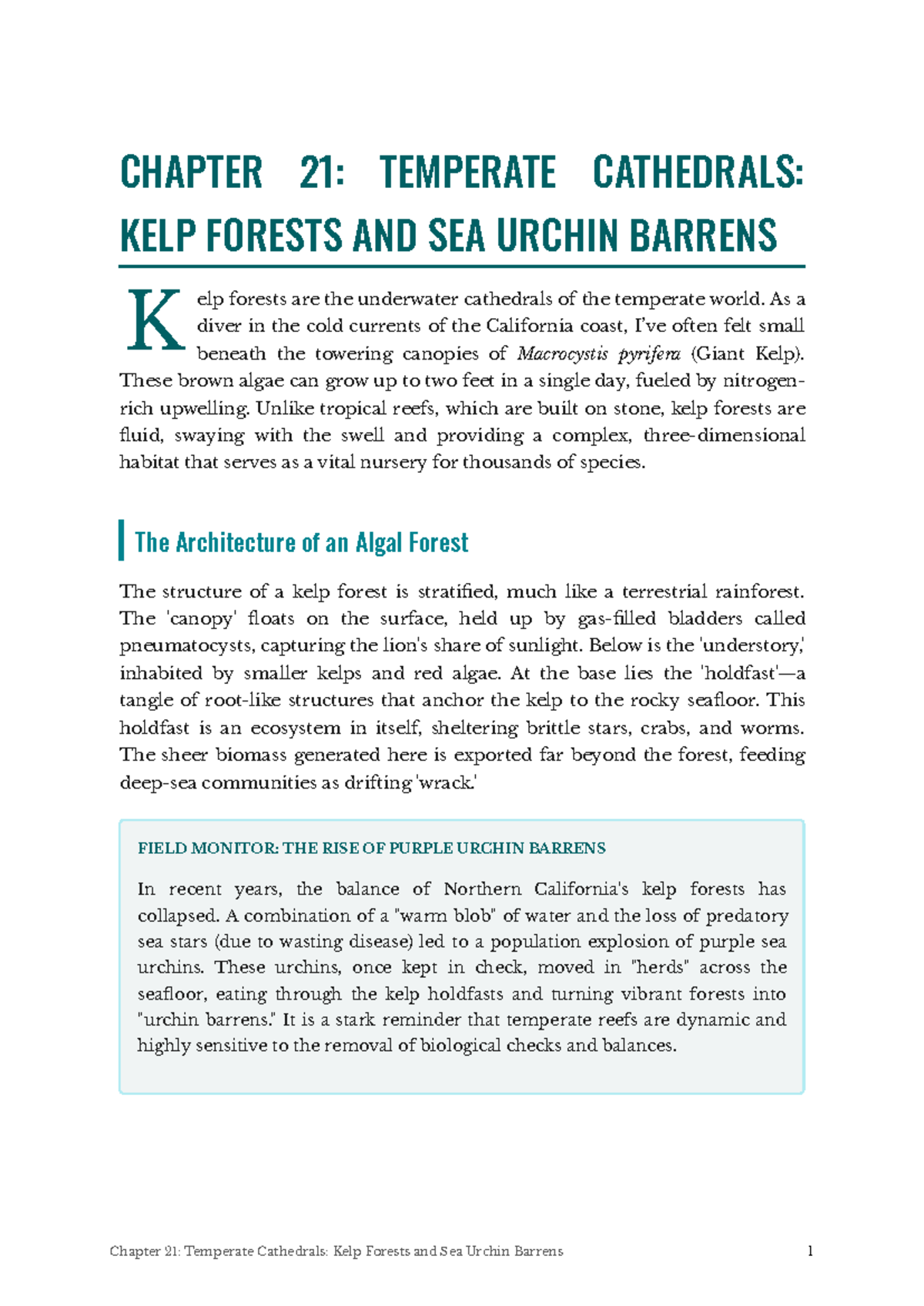 CHAPTER 21: KELP FORESTS & SEA URCHIN BARRENS (U7DVVXz) - Studocu