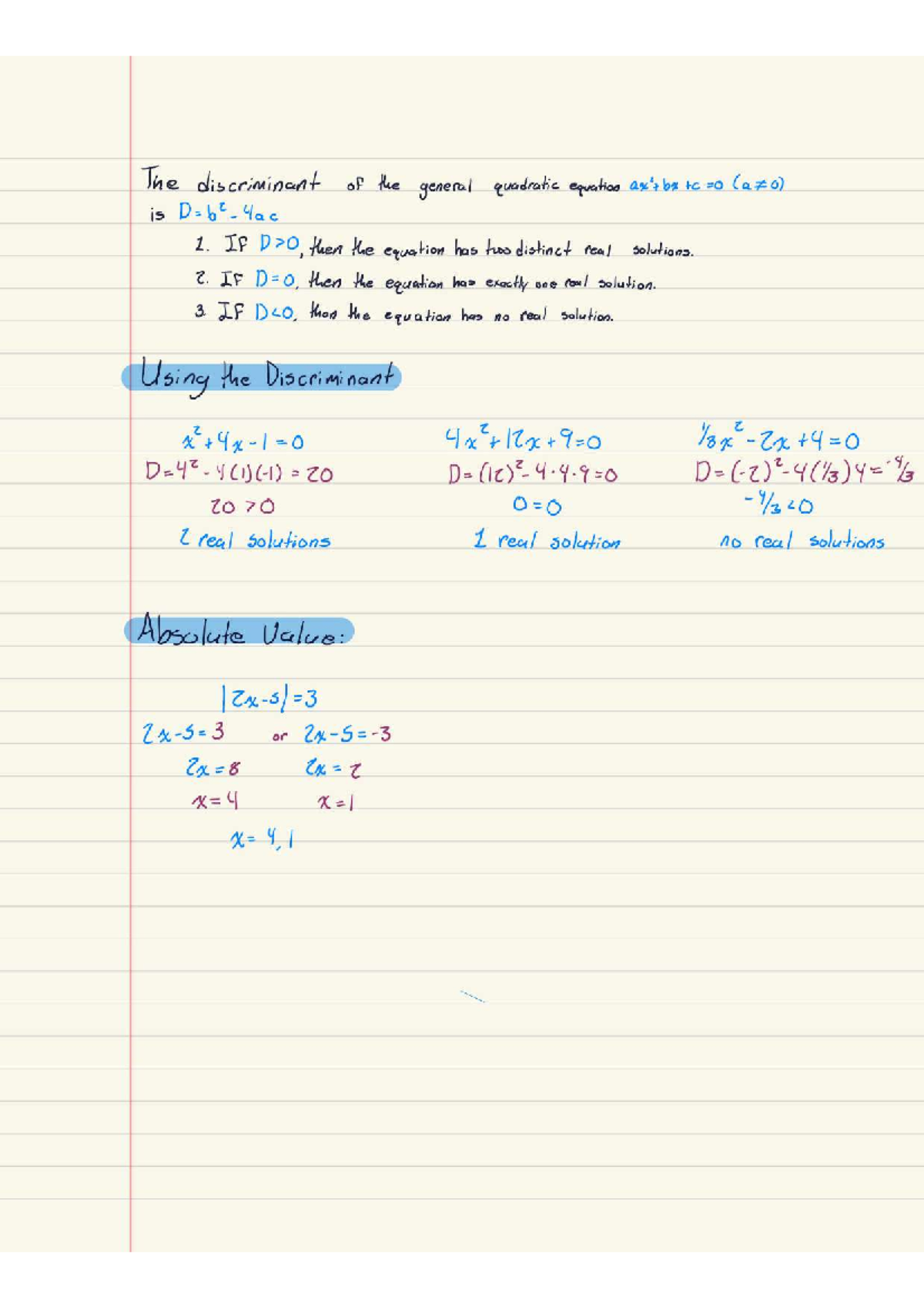 Discriminant Analysis of Quadratic Equations (2070 20) - Studocu