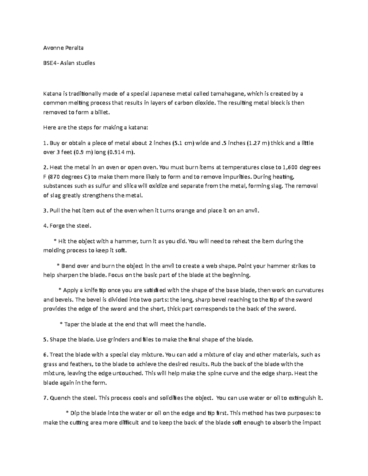 Asian Studies BSE4 Chapter 3: Crafting the Japanese Katana - Studocu