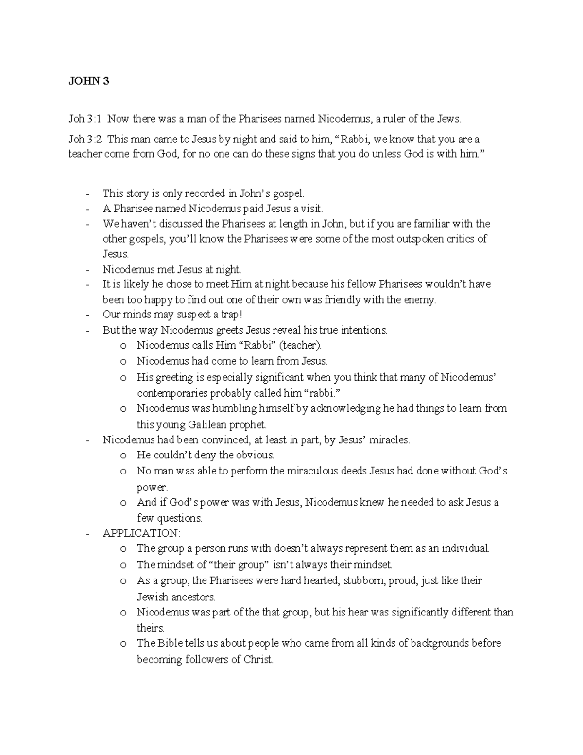 JOHN 3: Insights from Nicodemus' Encounter with Jesus - Studocu