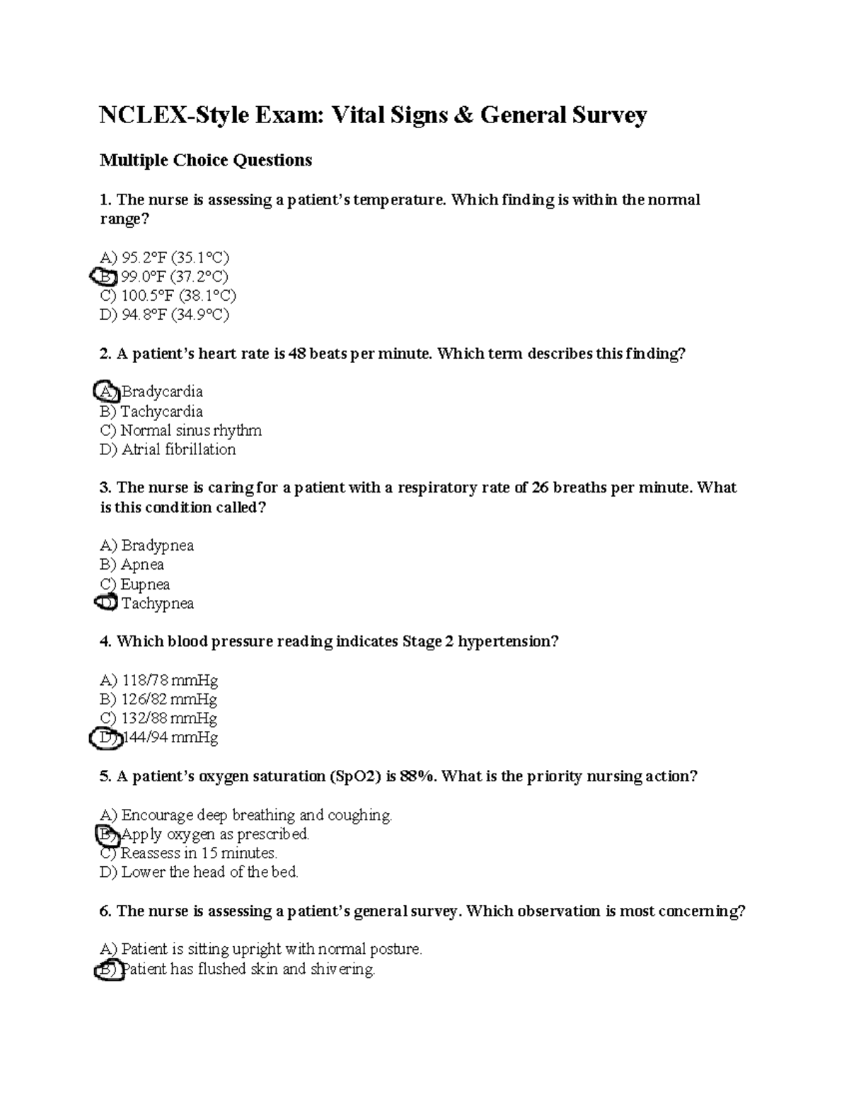 NUR 123 Vital Signs NCLEX-Style Practice Quiz with Answer Key - Studocu