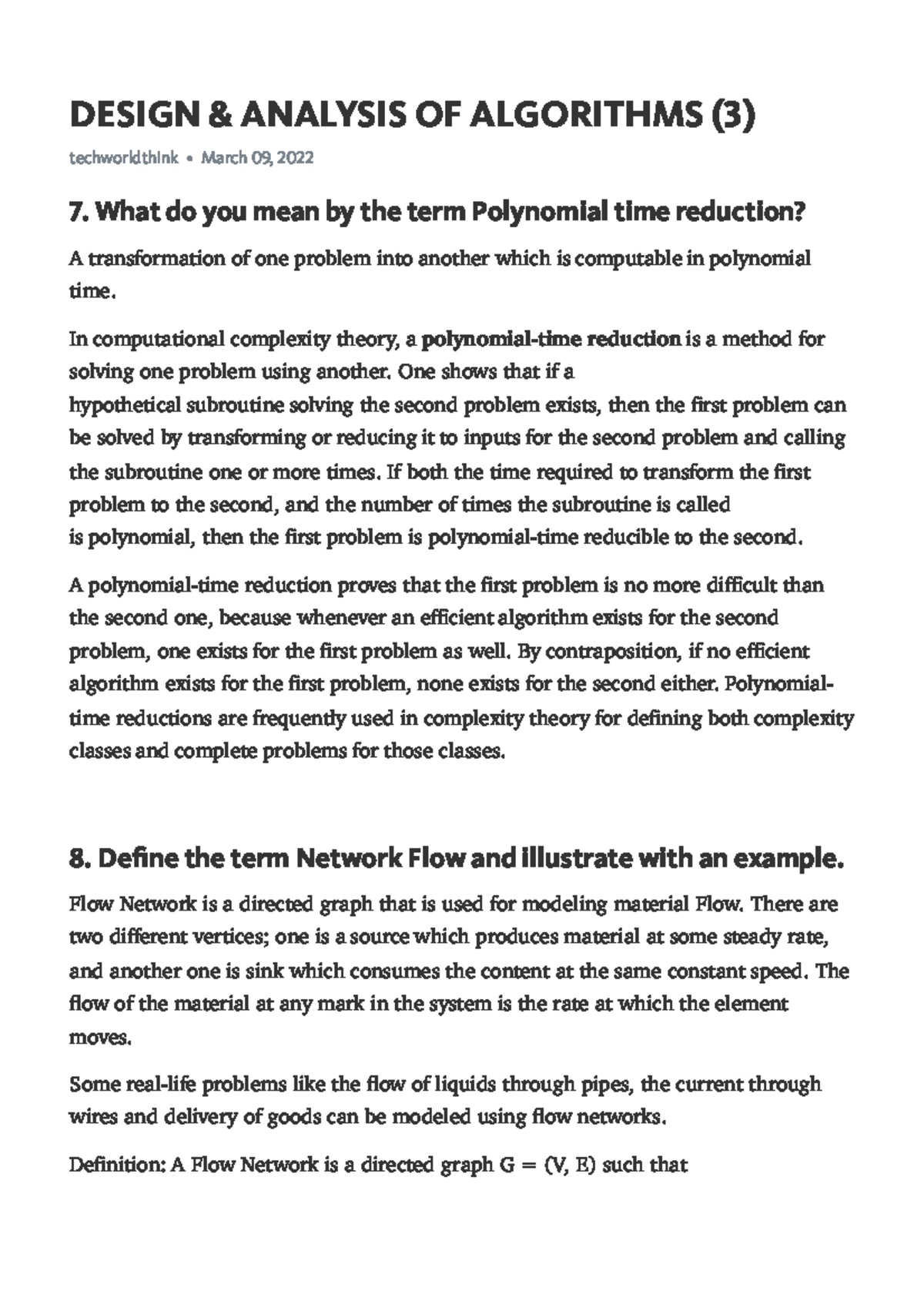 DAA 3 - Lecture Notes on Polynomial Time Reduction in MCA - Studocu