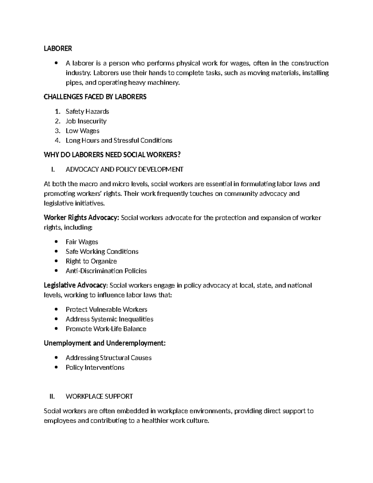 SOCW 101: Challenges Faced by Laborers and the Role of Social Workers ...