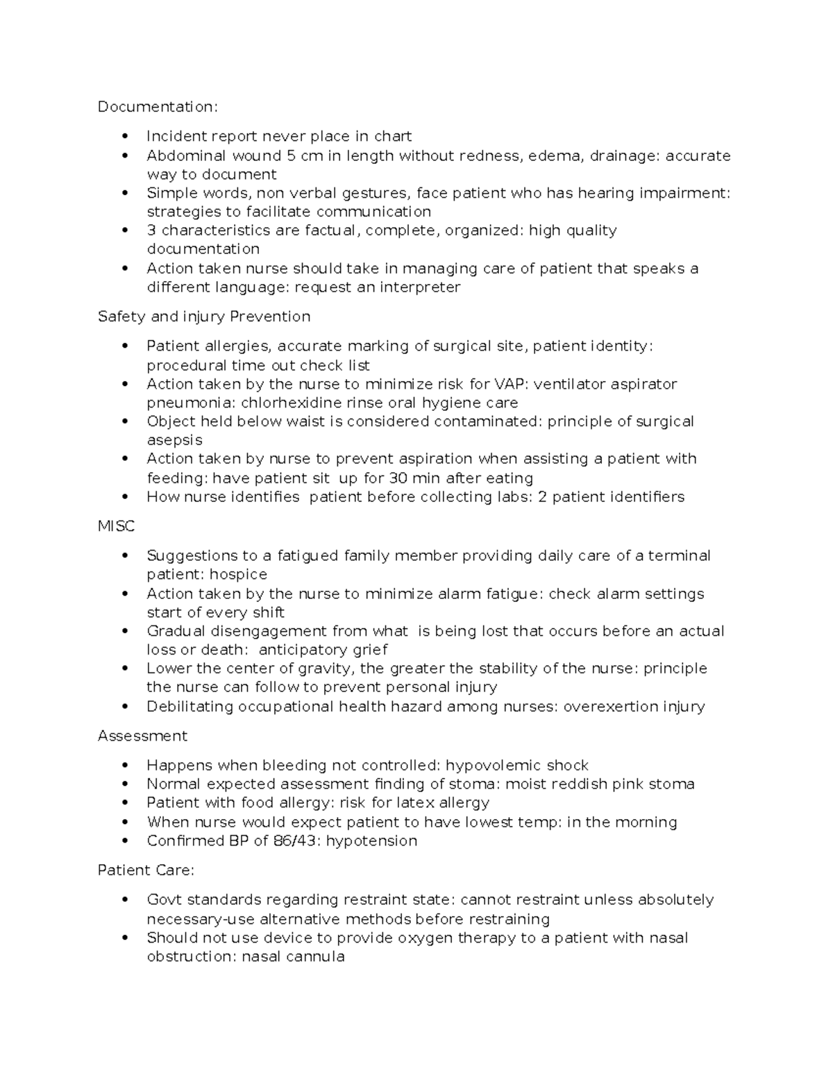 NUR 101: Documentation Strategies for Patient Care and Safety - Studocu