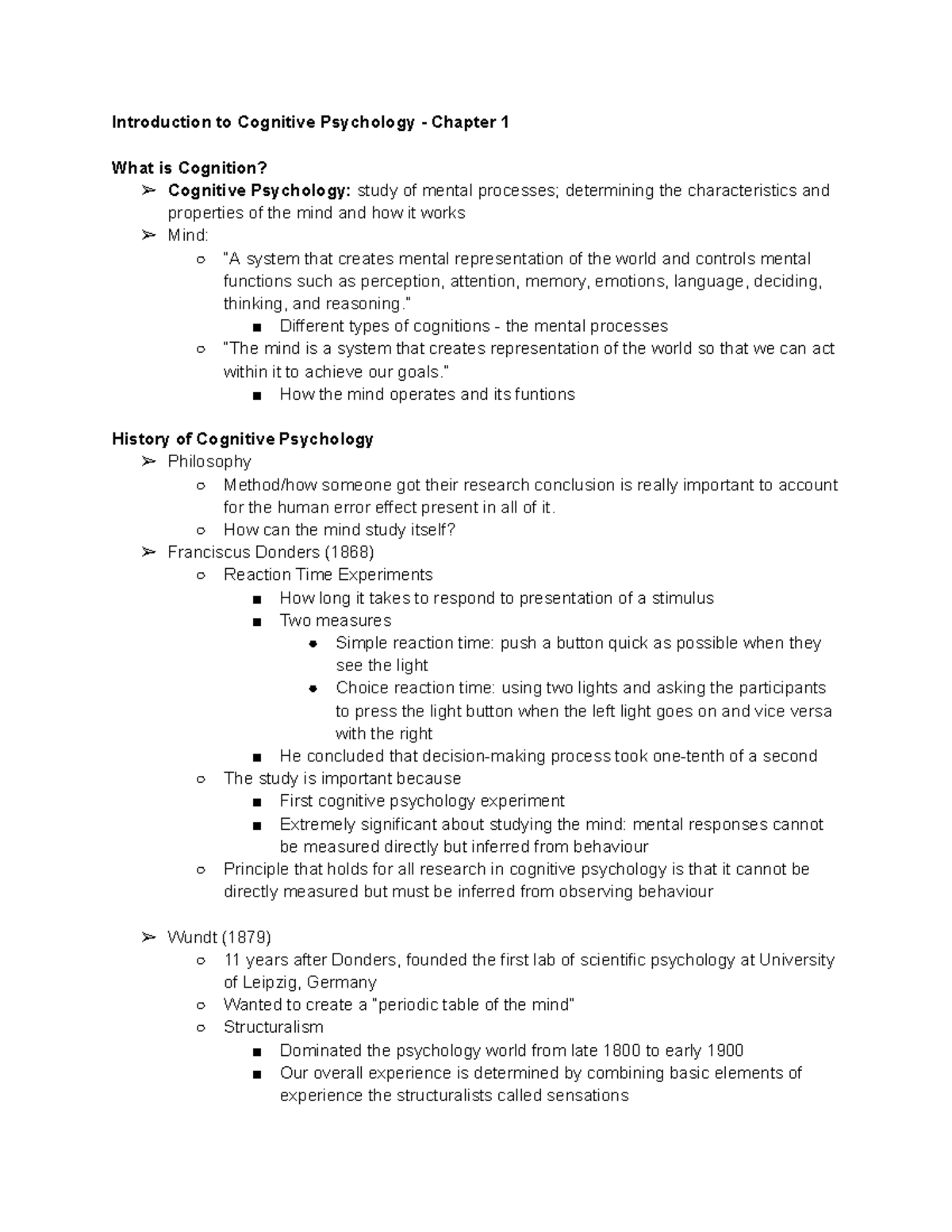 Cognitive Psychology 101: Lecture 1 - What is Cognition? - Studocu