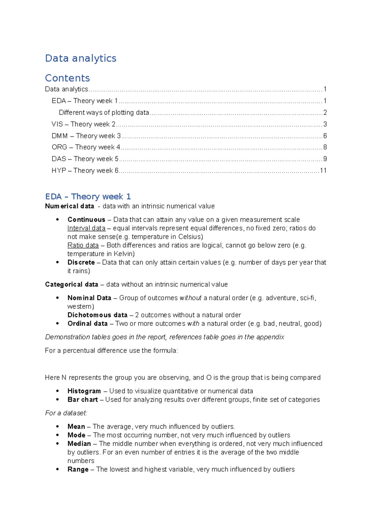 Data Analytics Overview and Theories (Course Code: DATA101) - Studeersnel
