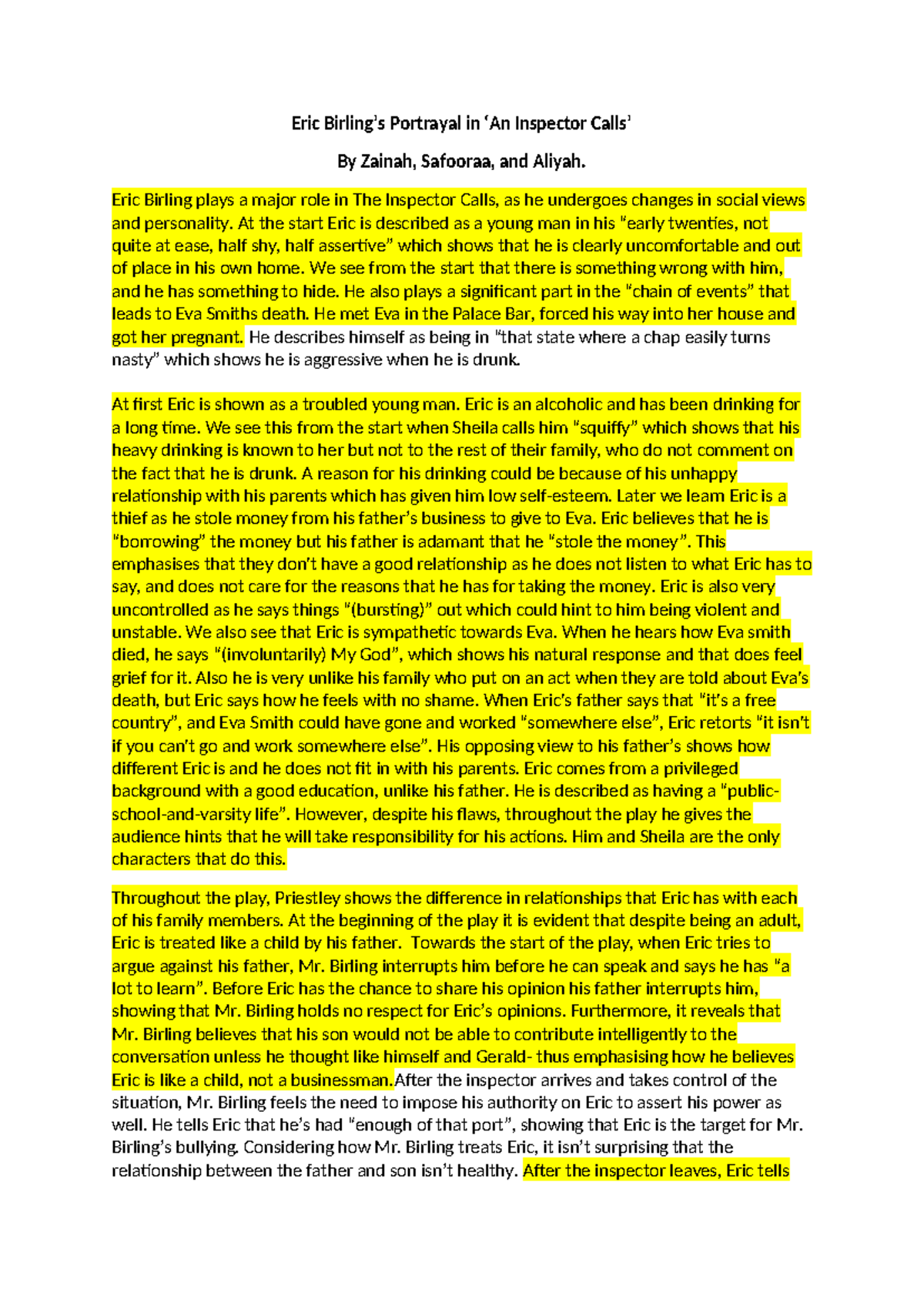 Eric Birling: In-Depth Analysis of Character in An Inspector Calls ...