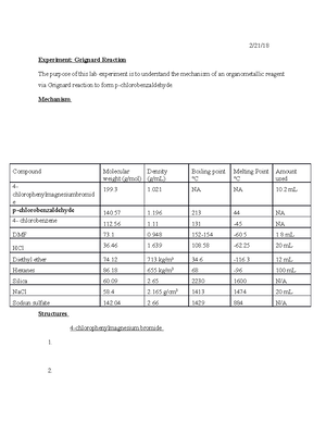 Reductive Amination - lab report - Experiment: Reductive Amination The ...