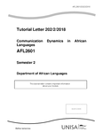 AFL2601 - Unisa - Communication Dynamics in African Languages 2601 ...