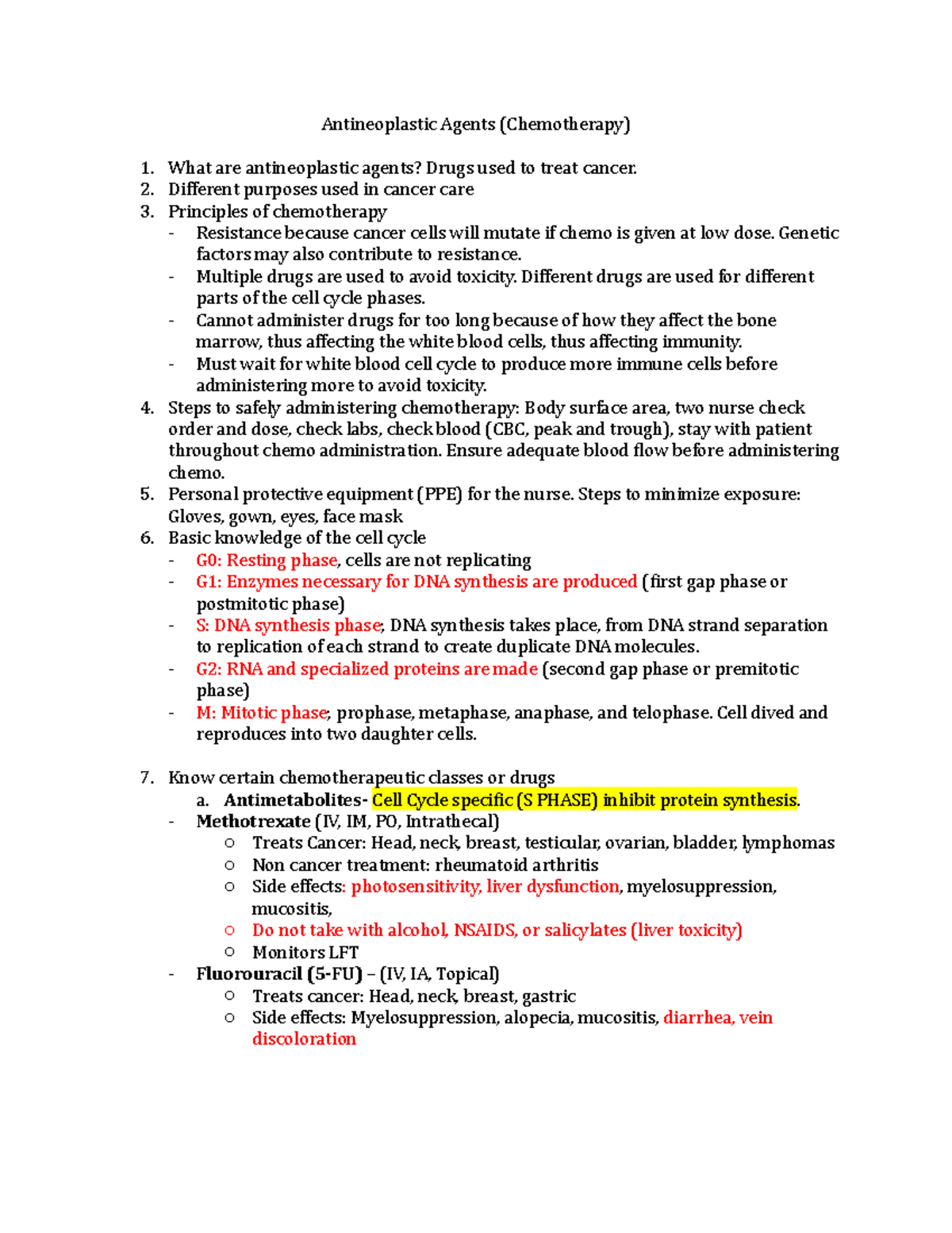 Antineoplastic Agents Review Questions Summer 2020 - Studocu