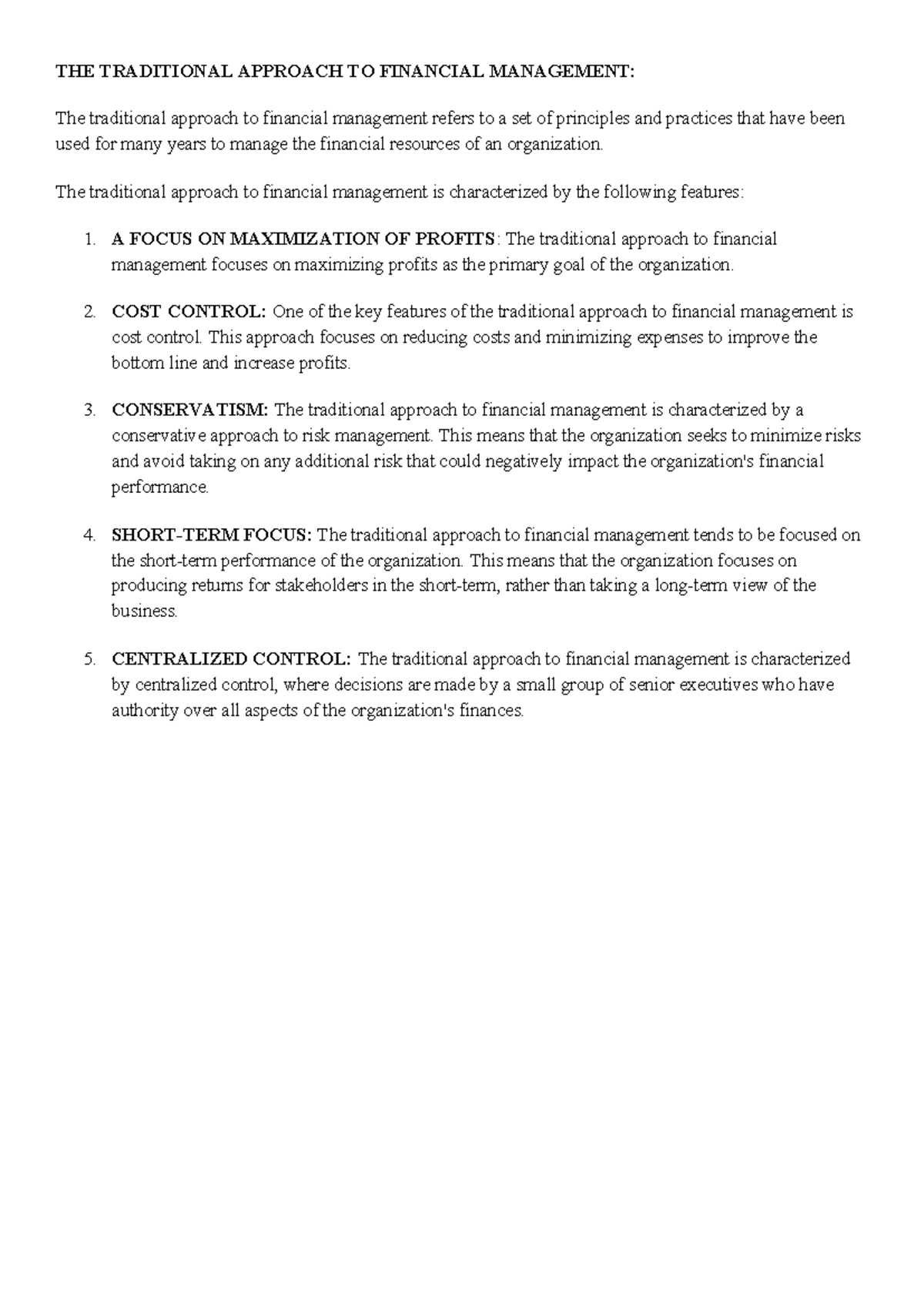 Traditional Approach to Financial Management - Key Features Explained ...