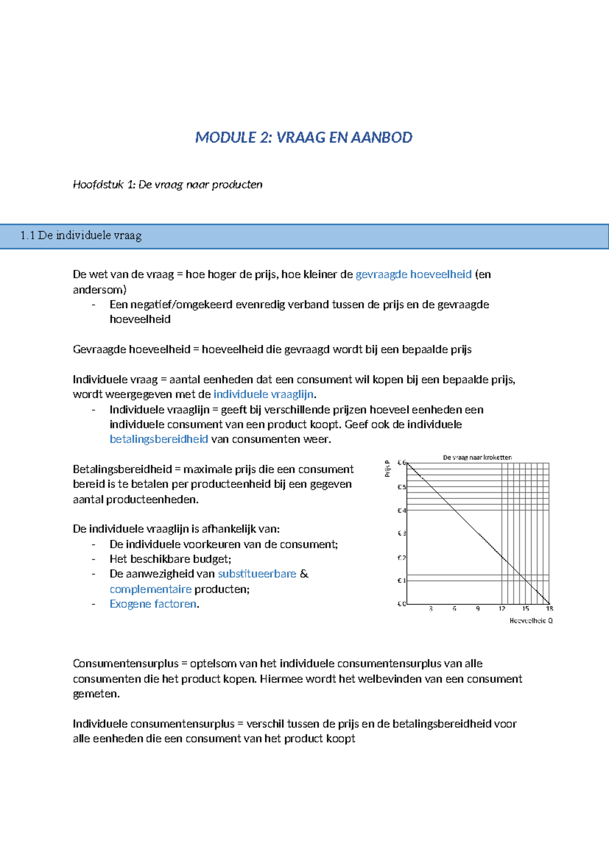 ECO Module 2: Samenvatting Vraag en Aanbod in de Economie - Studeersnel