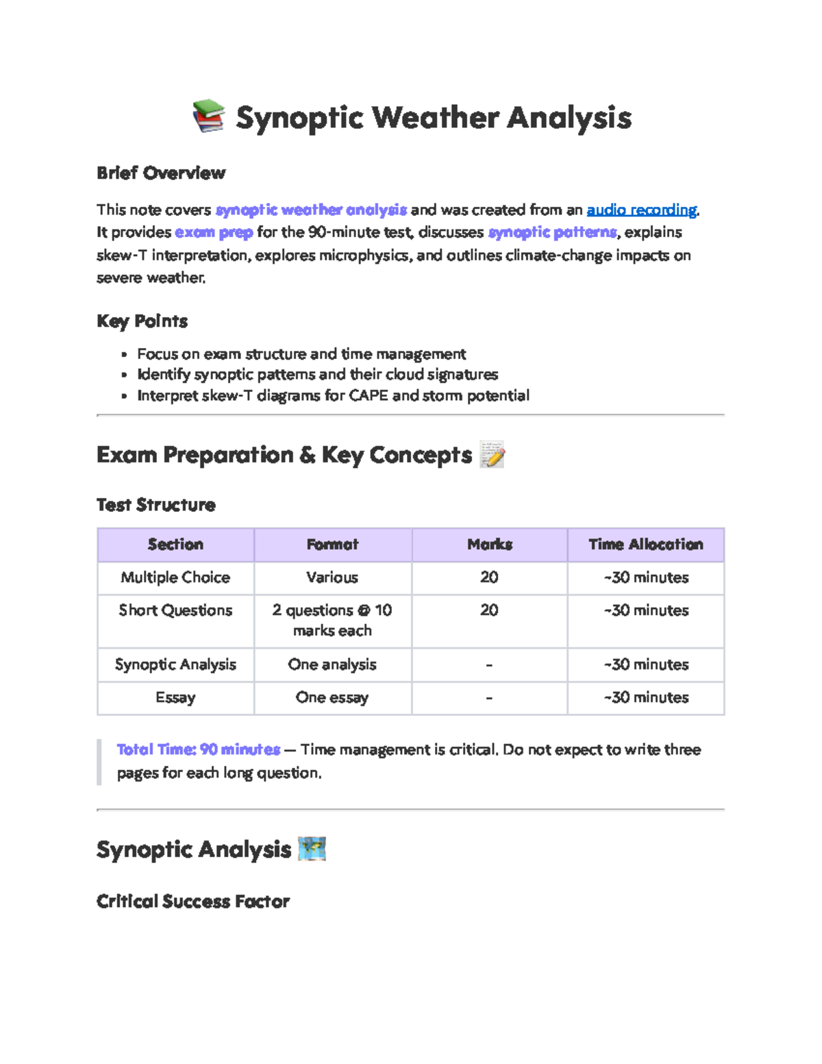 GEOG211 Final Exam Prep: Synoptic Weather Analysis Overview - Studocu