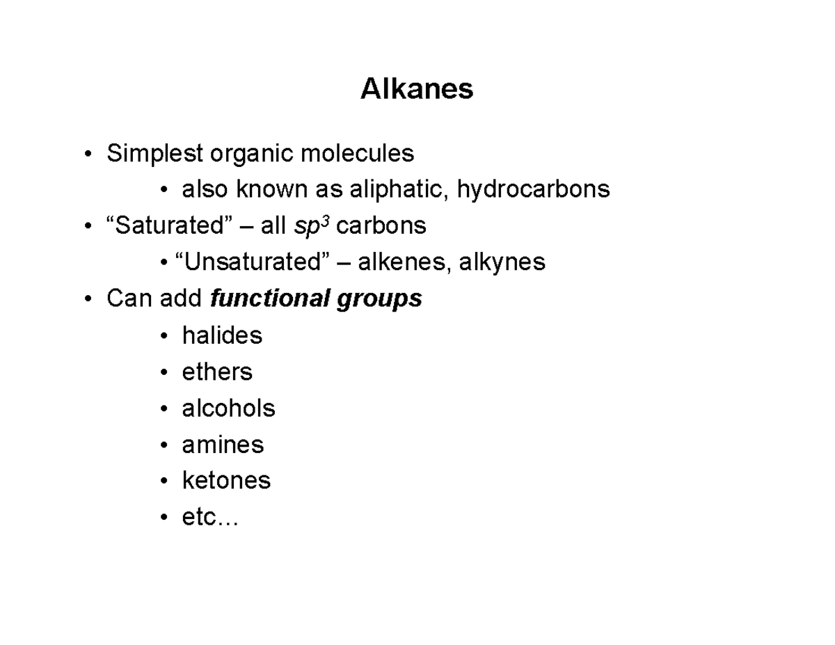 Alkanes and Cycloalkanes: Structure, Nomenclature, and Isomers - Studocu
