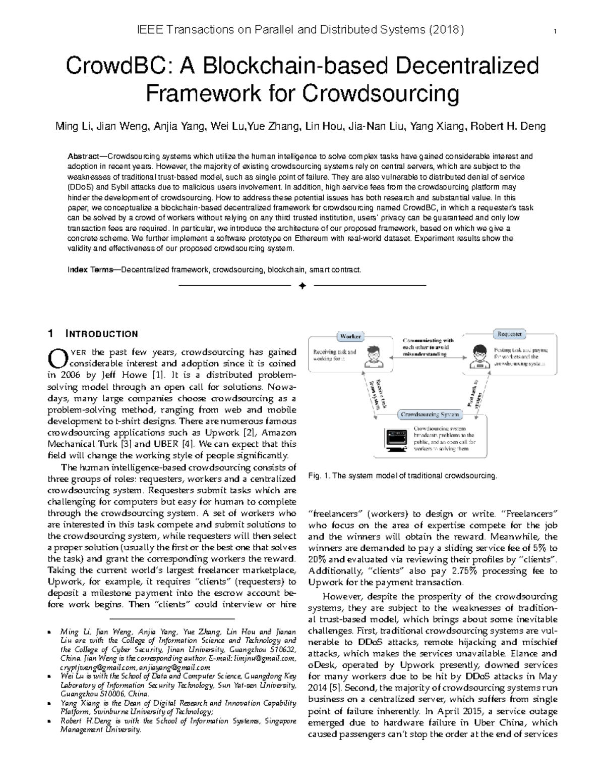 CrowdBC: A Blockchain-Based Decentralized Crowdsourcing Framework - Studocu