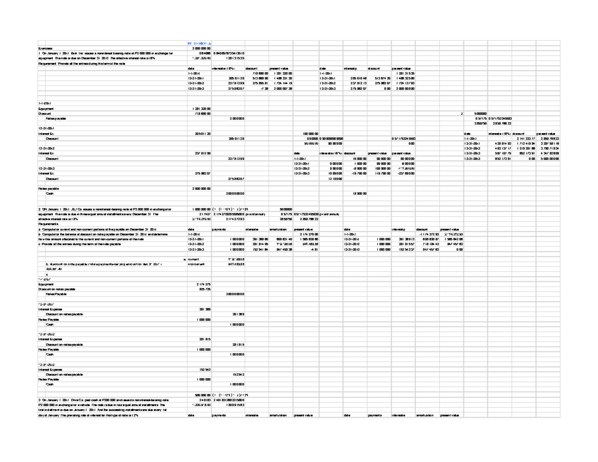 Notes Payable Practice Set - Exercise - Detailed Entries and ...