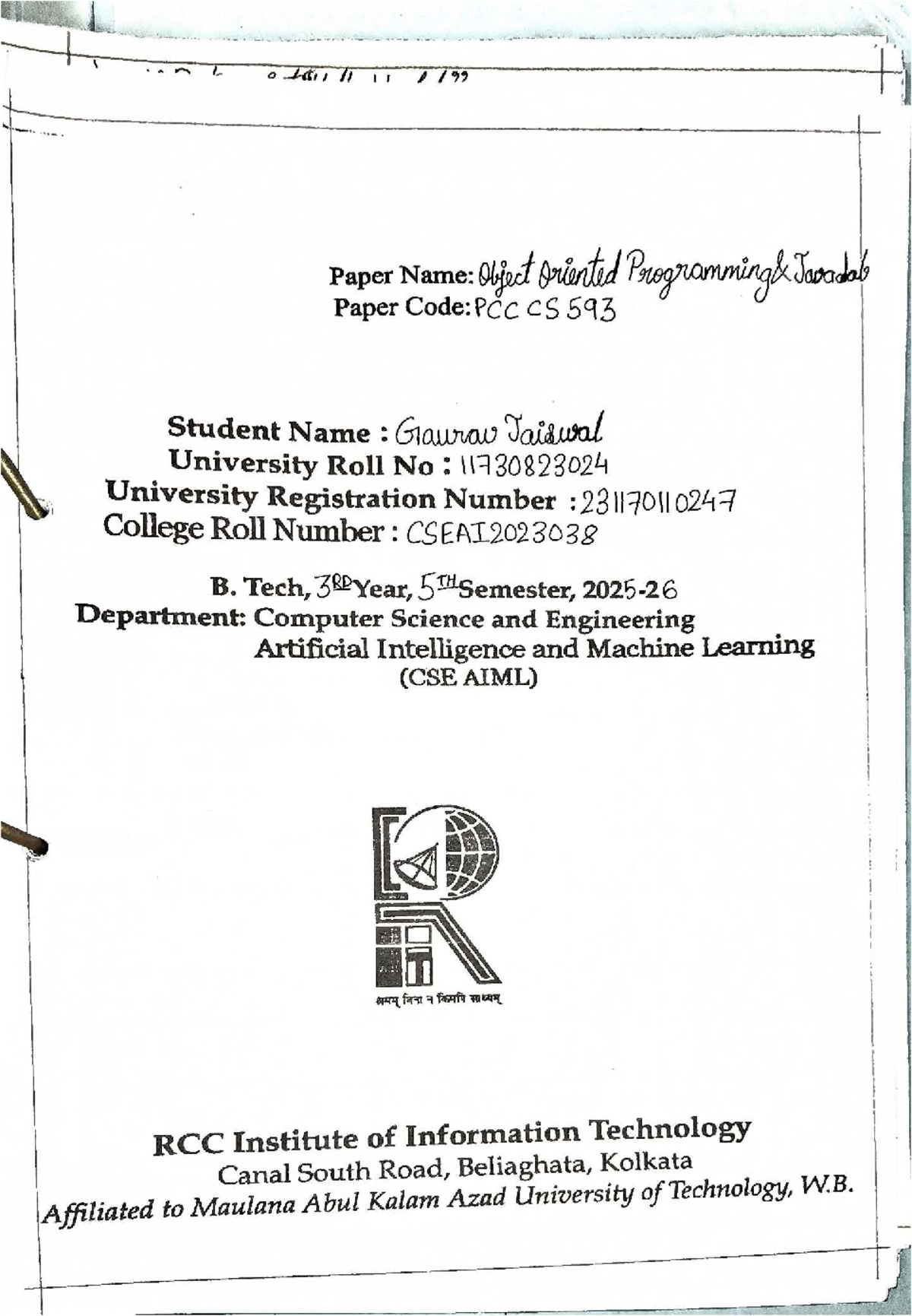 PCC CS 593 Object Oriented Programming Lab Notes - Gaurav Jaiswal - Studocu
