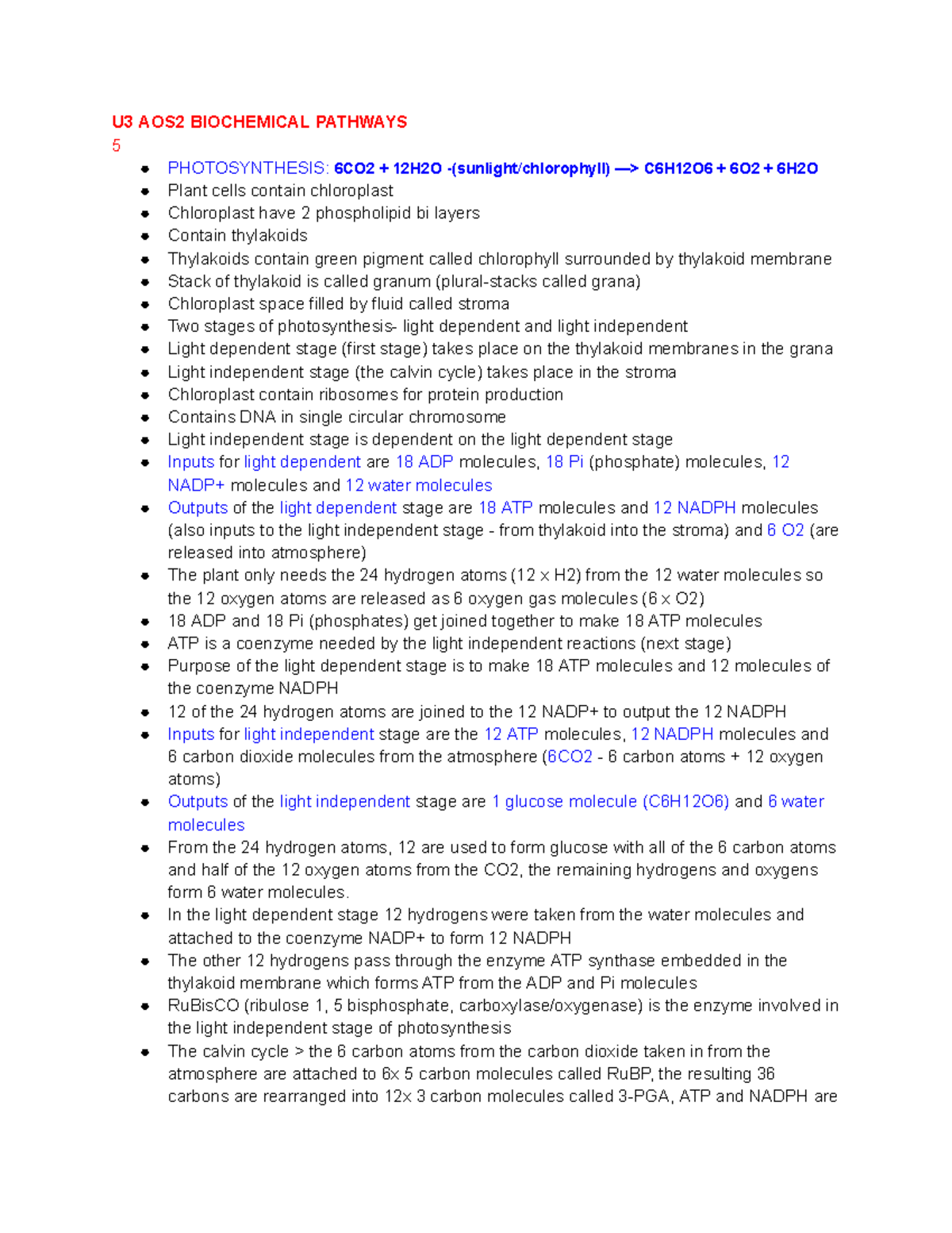 VCE Bio: Biochemical Pathways & Immune Response Overview - Studocu