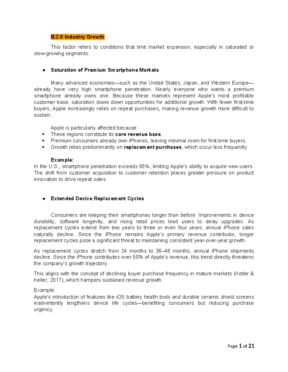 Apple Inc. B.2.6 Industry Growth Analysis and C.1.7 Info Systems ...