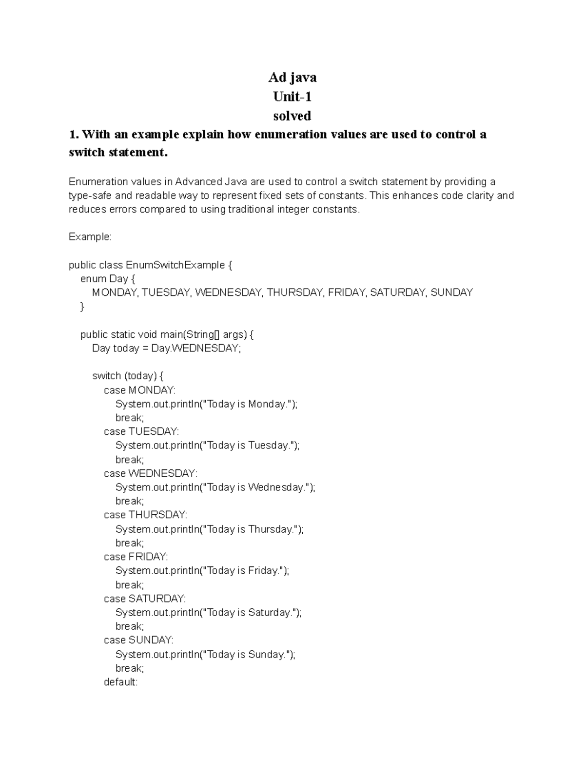 U1-Adj - Advanced Java Enumeration and Annotation Concepts - Studocu
