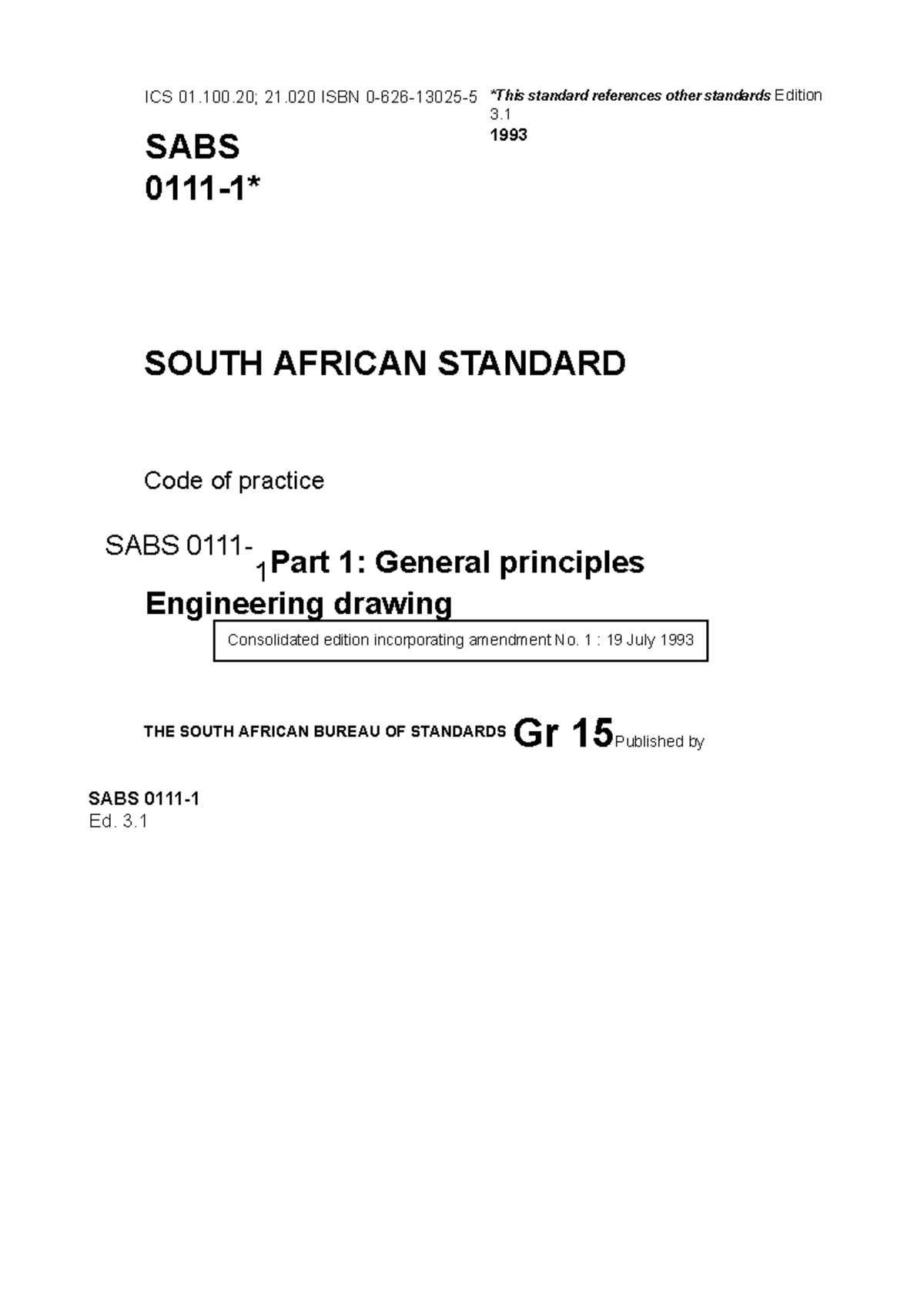 SABS Ed. 3.1 Engineering Drawing Standards Overview - Studocu