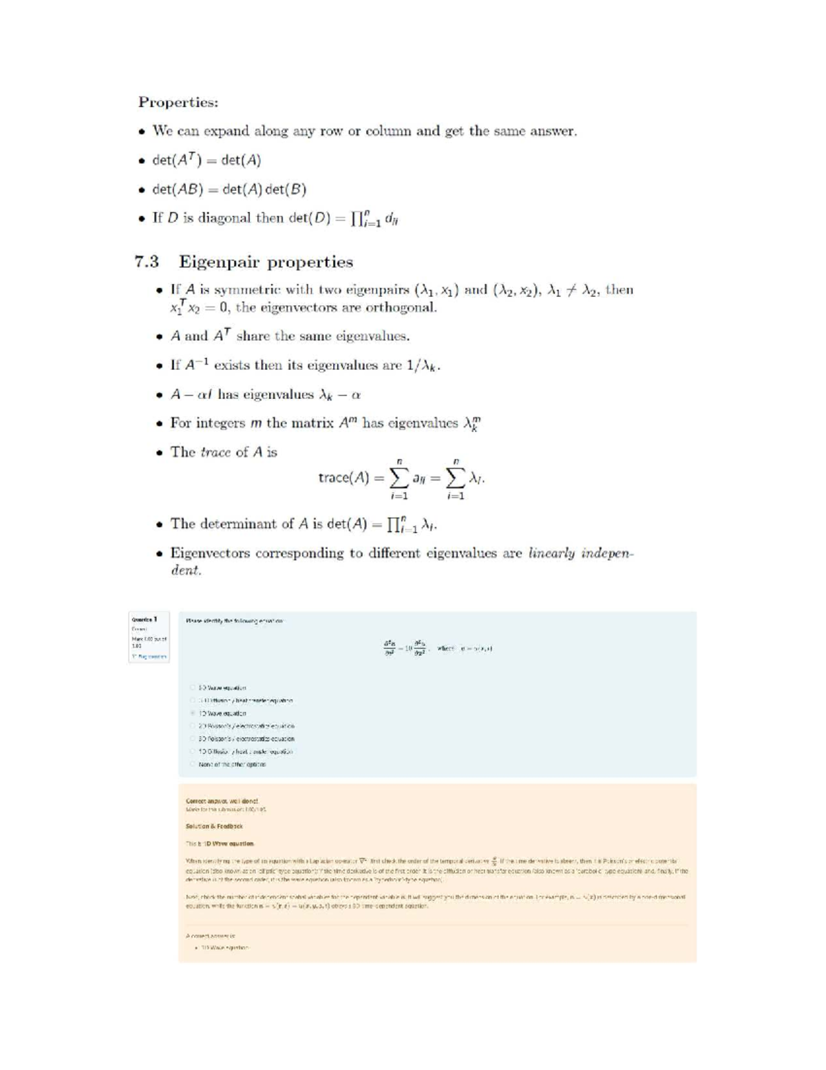 Matrix Properties (Linear Algebra) - Cheat Sheet for Open Book Exam ...