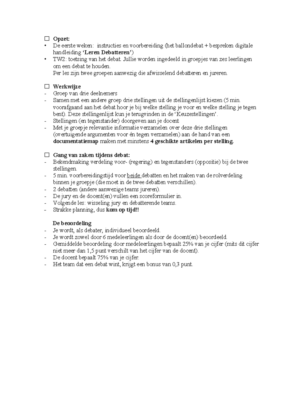 Opzet en Werkwijze van het Debat 5 Havo 2024: Praktische Gids - Studeersnel
