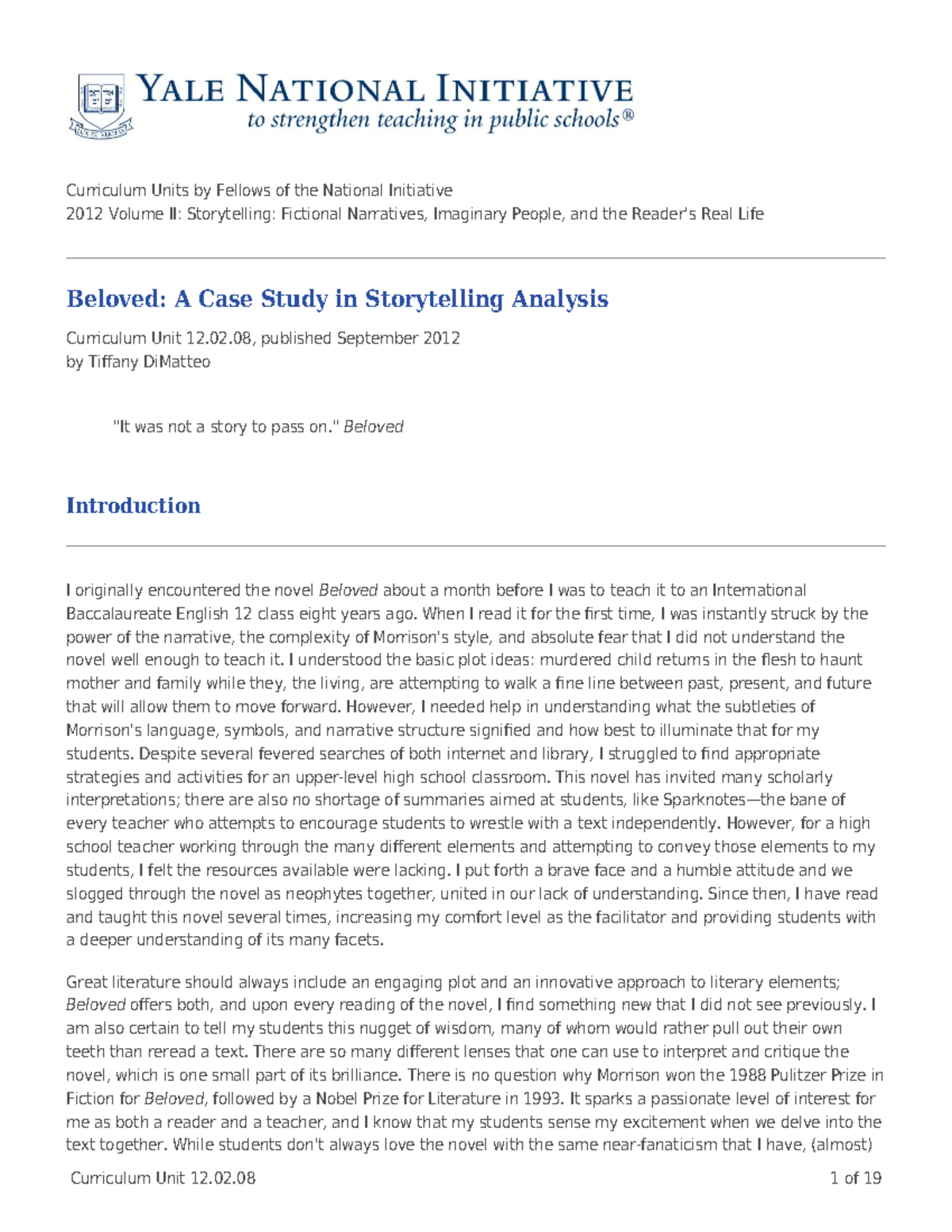 Curriculum Unit 12.02.08: Analyzing Storytelling in Toni Morrison's ...