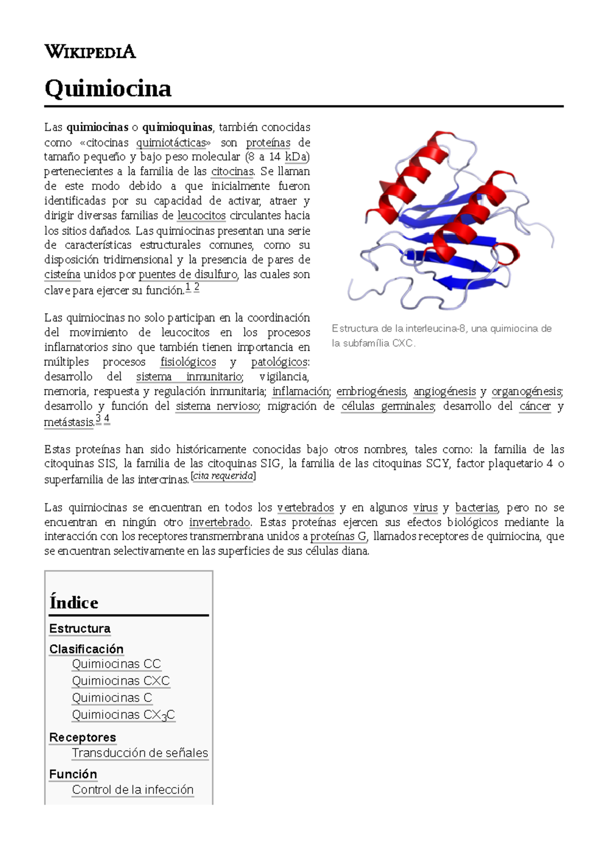 Estructura y Función de la Quimiocina CXC - dsds - Studocu