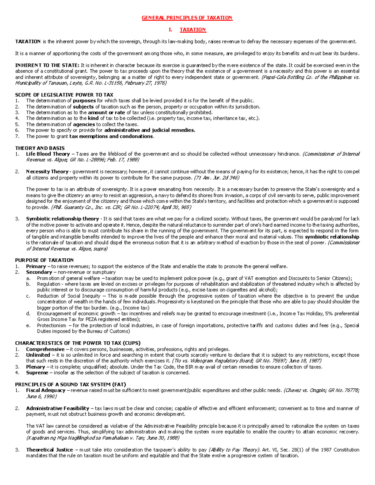 TAX- General Principles of Taxation: Theories, Foundations, & Functions ...