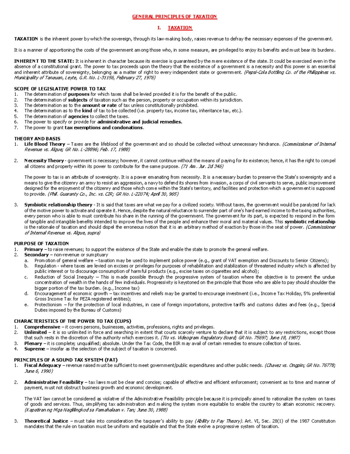 Taxation - INTRODUCTION TO TAXATION Definition, Nature and Basis of ...