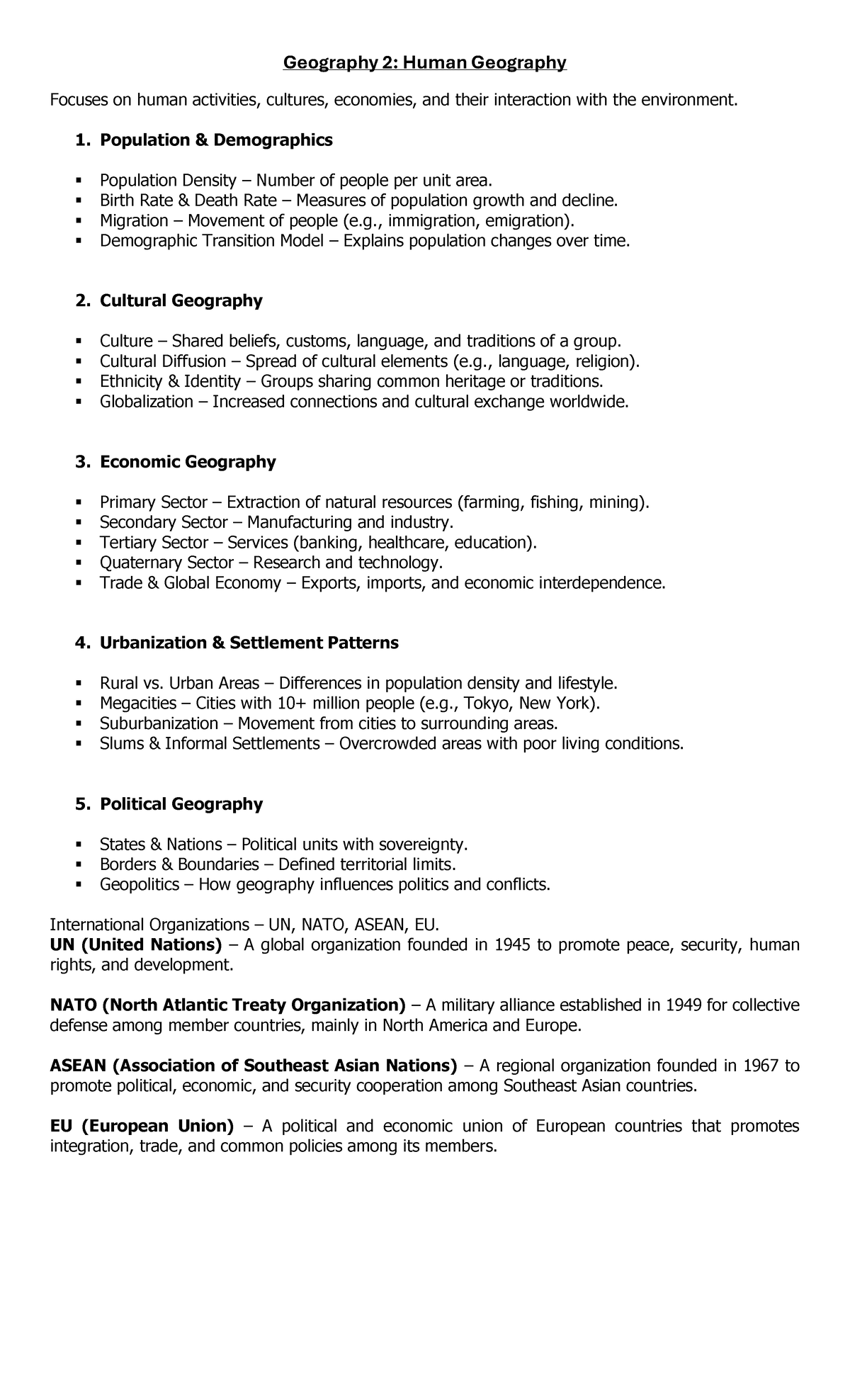 Geography 2 (GEOG 102): Human Geography Overview and Key Topics - Studocu