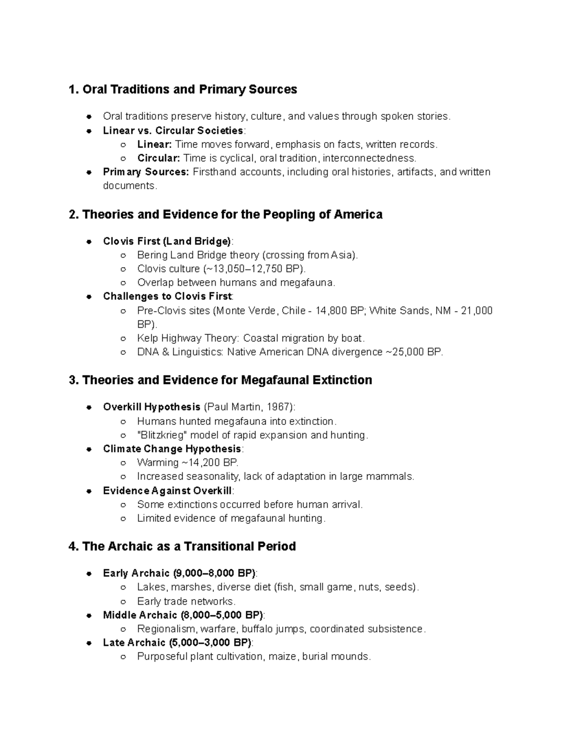 History Study Guide: Key Concepts from Pre-Columbian America - 1. Oral ...