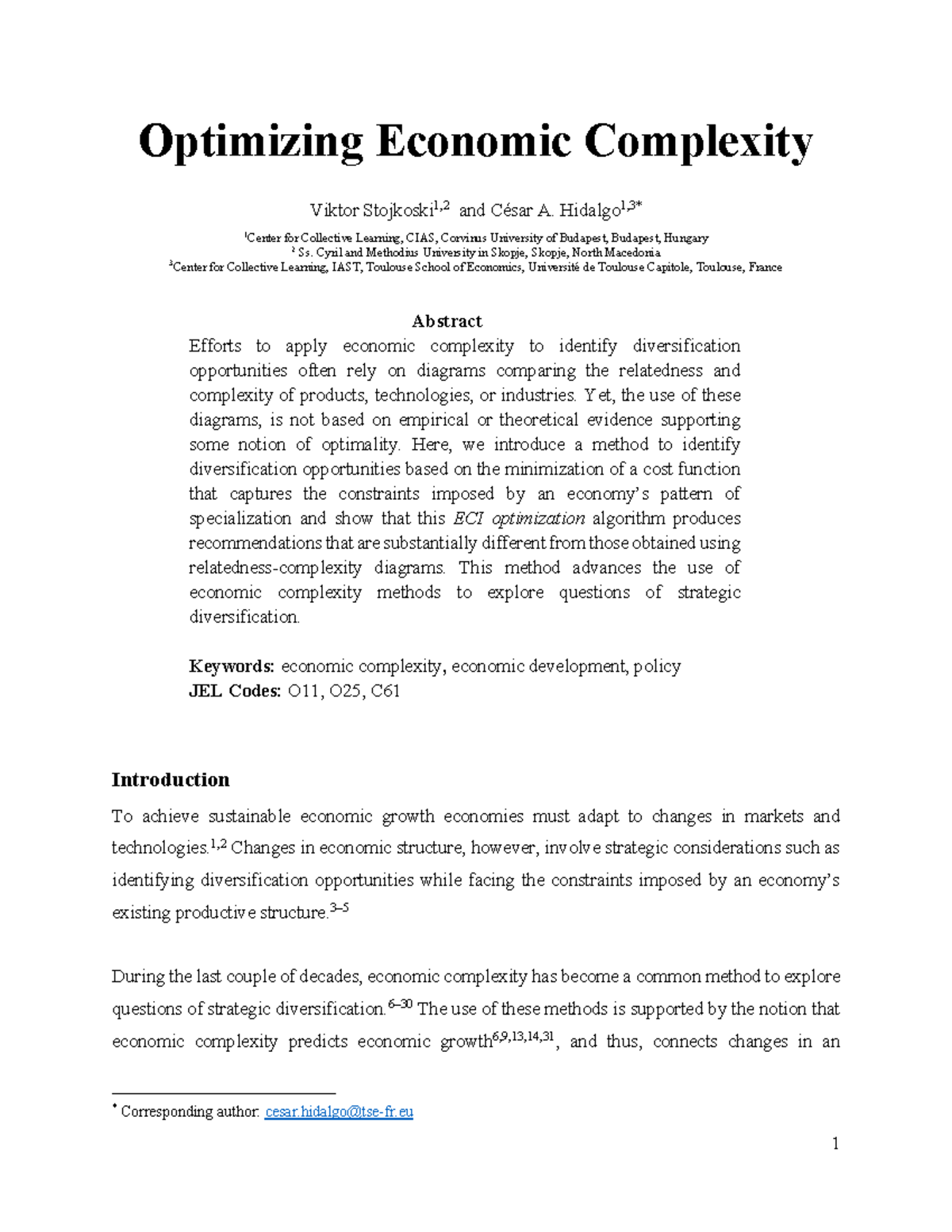 Optimizing Economic Complexity: ECI Methodology and Applications - Studocu