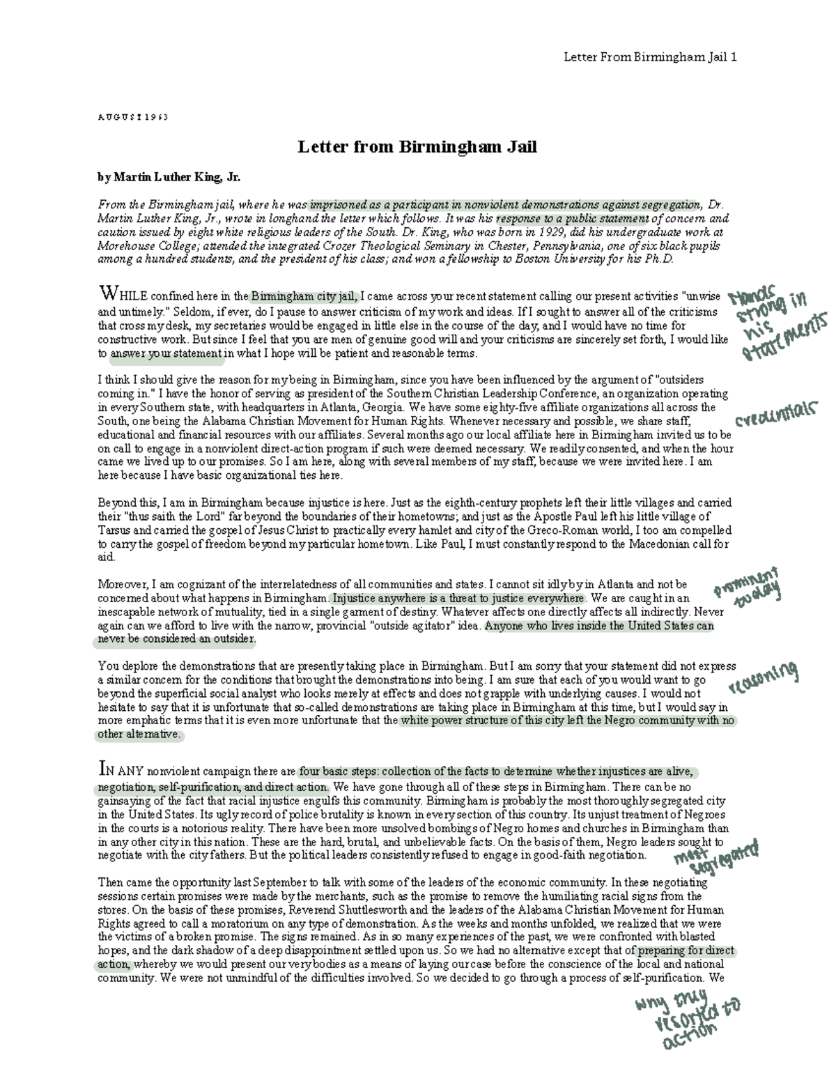 Letter+from+Birmingham+Jail - A U G U S T 1 9 6 3 Letter from ...