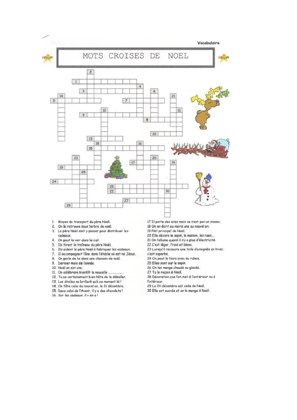 Noel A 1 - Mots Croisés de Noël et leurs Indices - Studocu