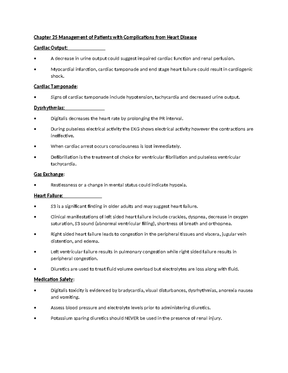 Handout Chapter 25 - Managing Complications in Heart Disease - Studocu