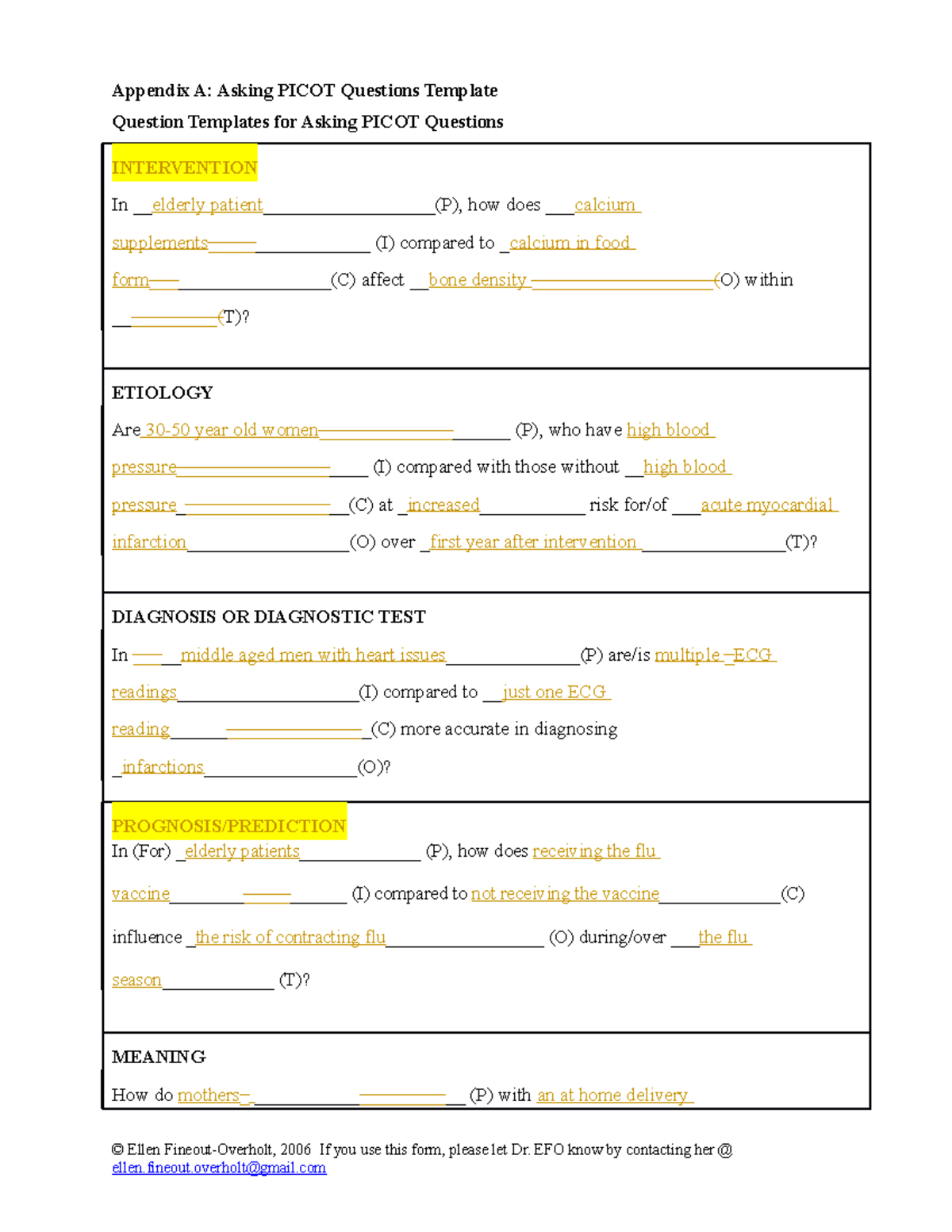 Assignment 1: PICOT Questions Template and Examples - Studocu