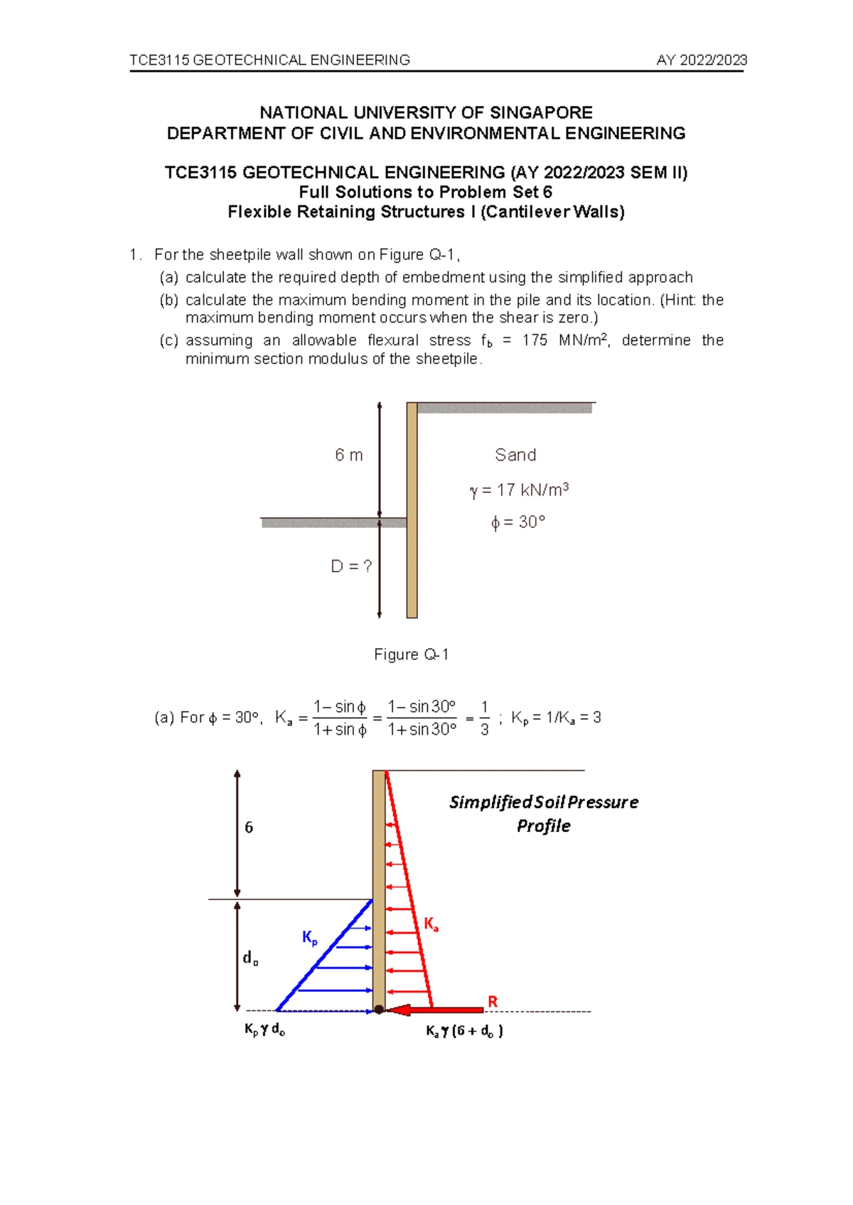 Tutorial solution - NATIONAL UNIVERSITY OF SINGAPORE DEPARTMENT OF ...
