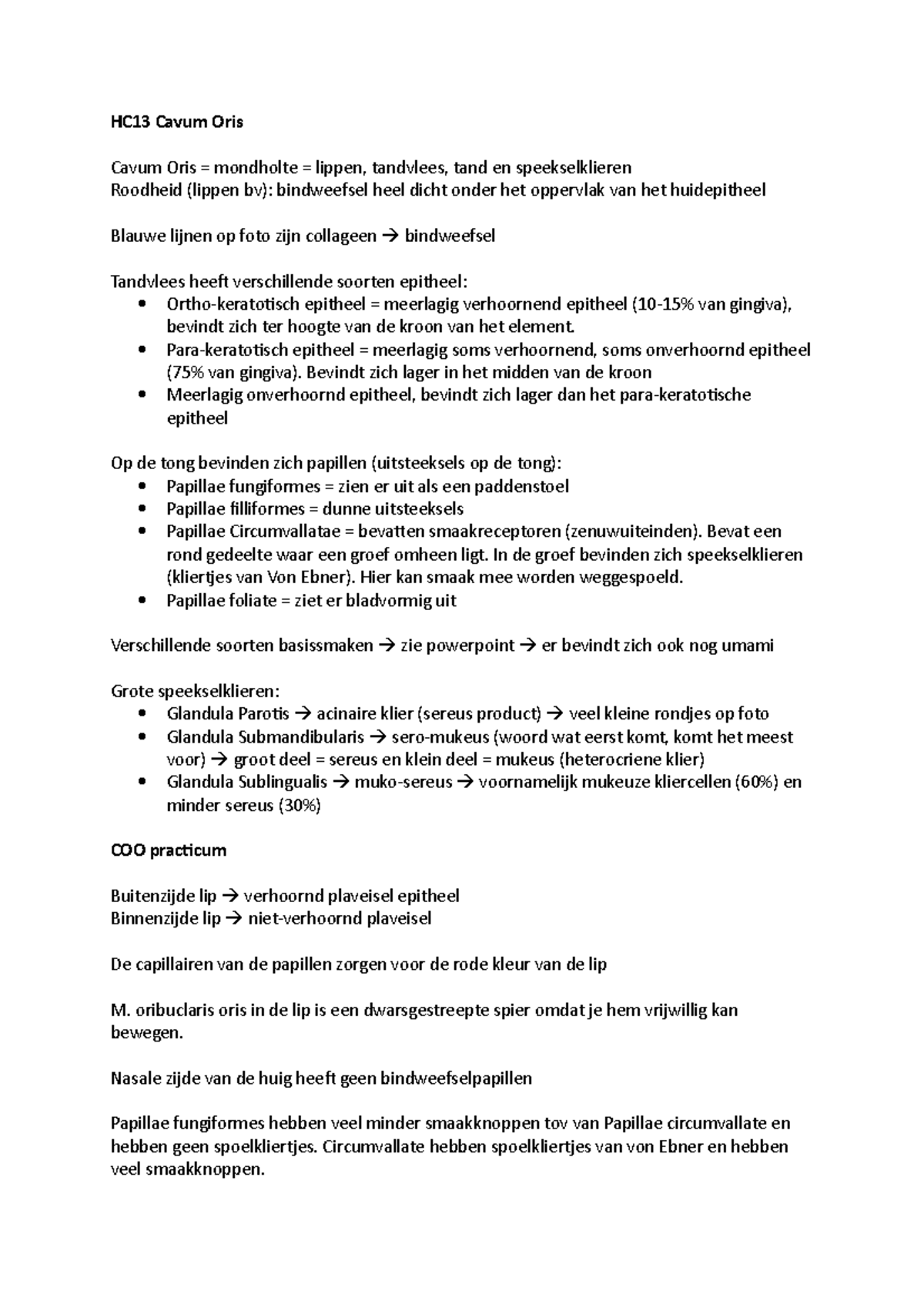 HC13 Cavum Oris: Anatomie en Functies van de Mondholte - Studeersnel