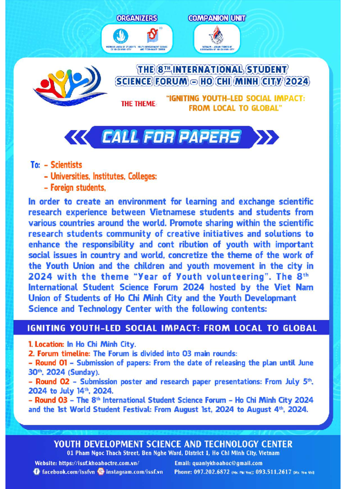 Call for Papers: 8th Int'l Student Science Forum (ISSF 2024) - Studocu