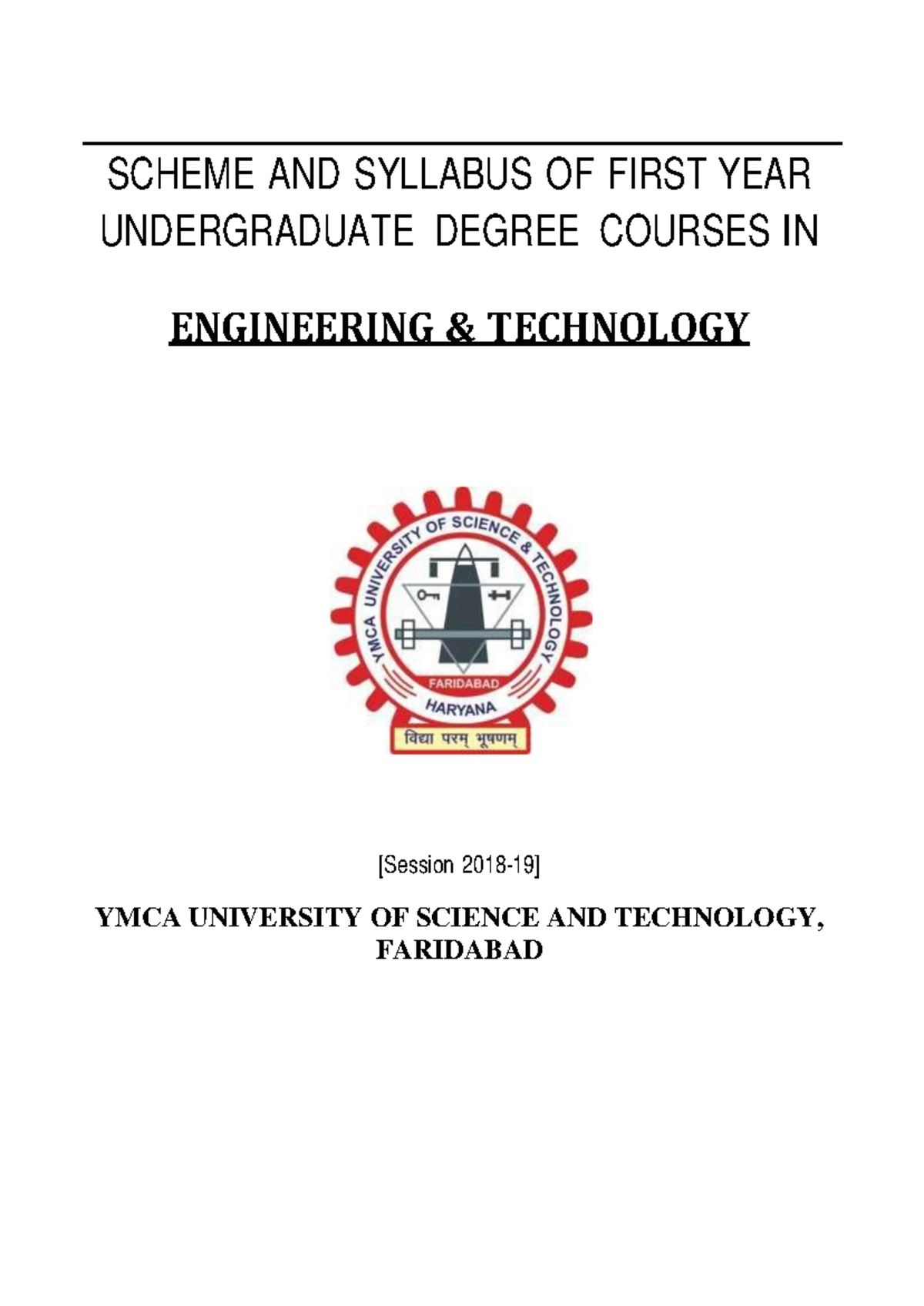 YMCA B.Tech 1st Year UG Scheme & Syllabus Overview - Studocu