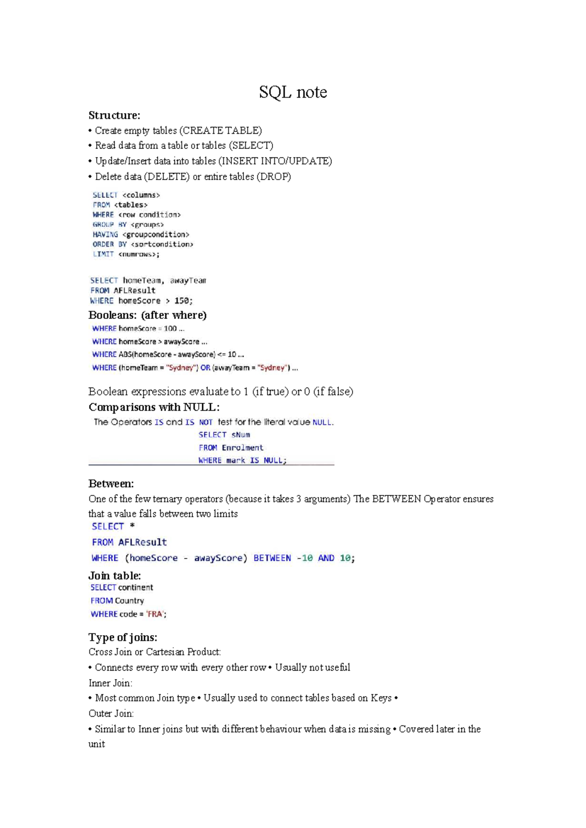 Sql Notes Final Exam On Table Structures And Dml Commands Studocu