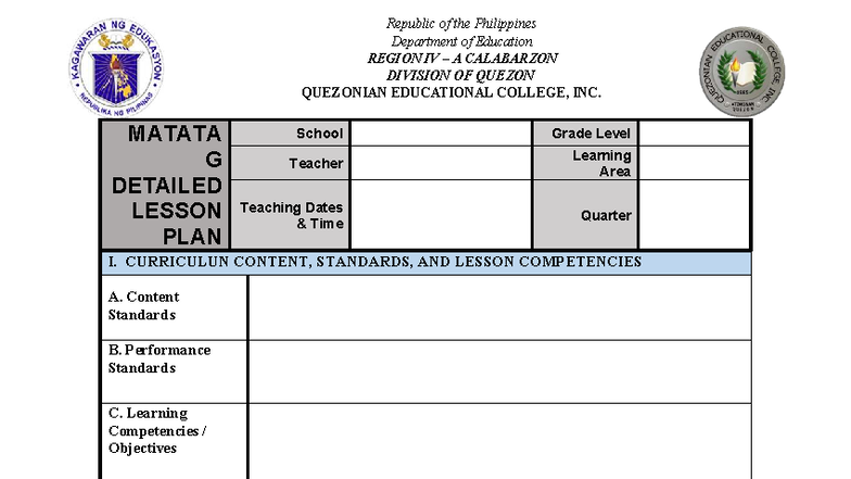 Detailed Lesson Plan (DLP) Template for Grade Level Teaching - Studocu