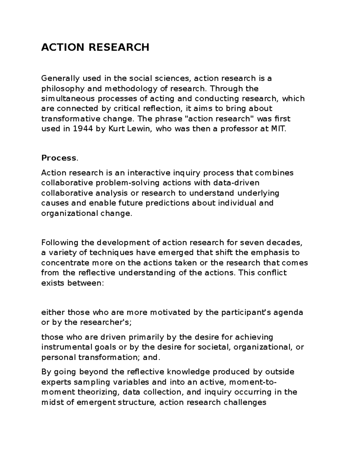 Action Research: Understanding Methodologies and Applications - Studocu