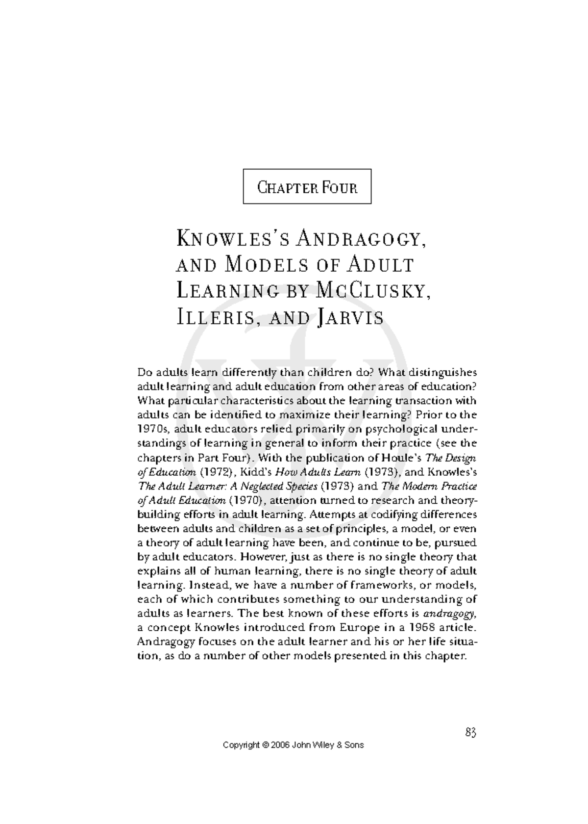 Chapter 4: Andragogy and Adult Learning Models - McClusky, Illeris ...