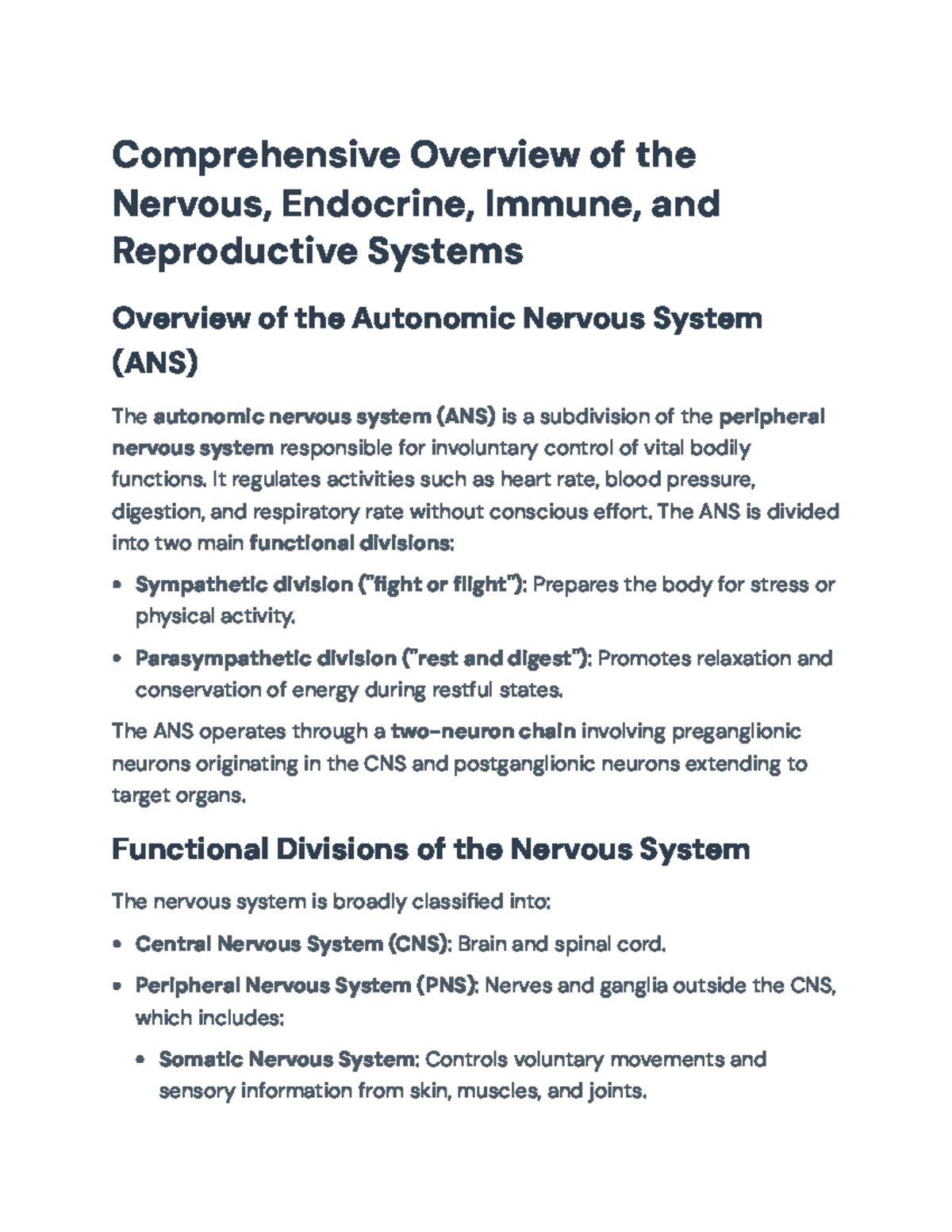 Comprehensive Overview of the Nervous, Endocrine, and Immune Systems ...
