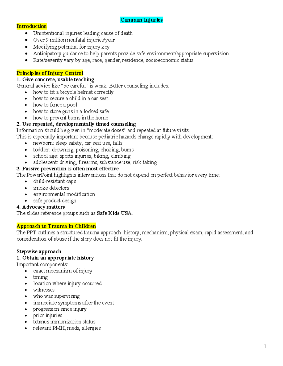 Pediatric Injury Prevention and Management: Common Injuries Overview ...