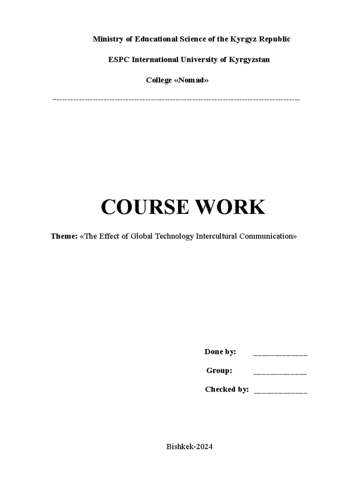 ESPC 2023 Course Work: Impact of Global Technology on Intercultural ...