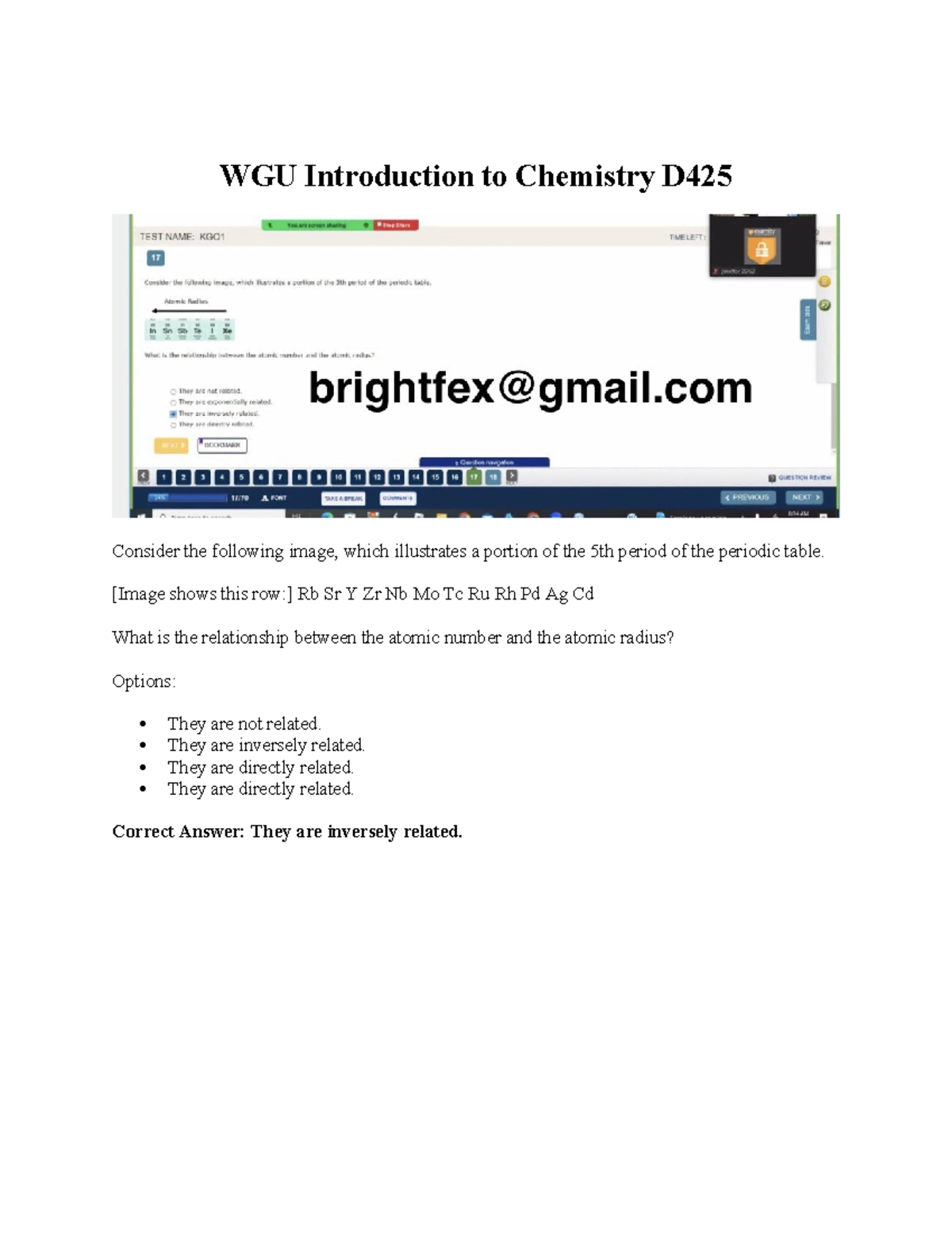 WGU D425 Chemistry: Periodic Table & Reaction Classifications - Studocu